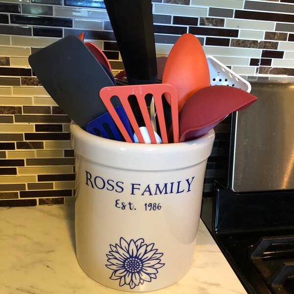 Personalized Kitchen Utensil Holder, 1 Gallon Crock, Customized Crock ...