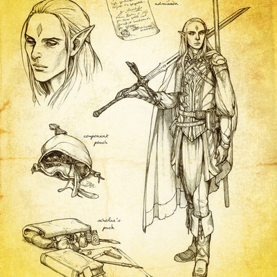 Eladrin / Elf Paladin / Knight Art Print 8 X 10 or 8.5 X 11 Inch ...