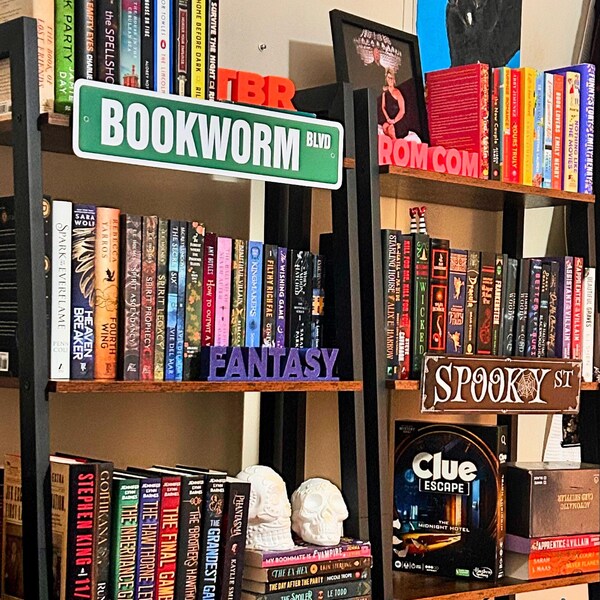 Book Trope Sign, Book Genre Sign, Shelf Sign, Shelf Decor, Bookish ...