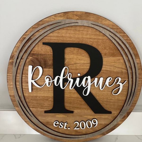 Last Name Monogram Sign, Family Name Sign, Wedding Gift, Anniversary ...