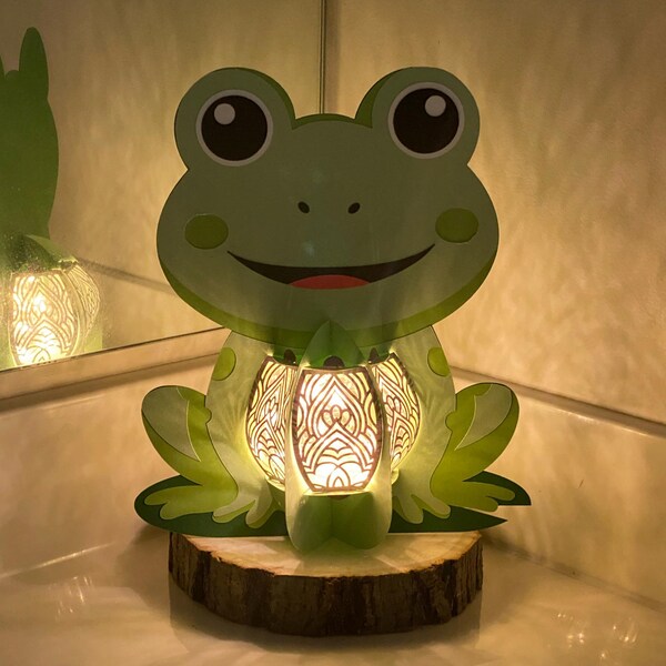 Frog Lantern PDF, SVG, Studio Template - DIY Frog Paper Cut Template ...