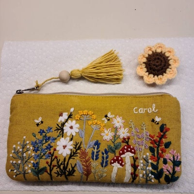 Flower Bouquet Embroidered Notebook, Custom Handmade Notebook, Hand ...