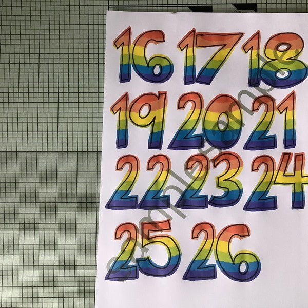 Rainbow Colored Printable Numbers for Journaling, or Scrapbooking, Days ...