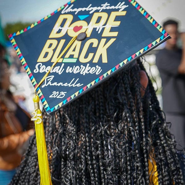 Dope Black Social Worker Graduation Cap Topper, Black Queen Grad Cap ...