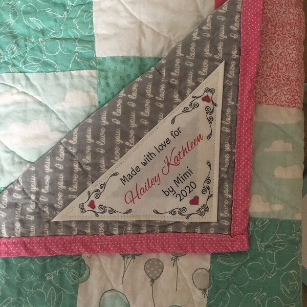 Large Corner Quilt Label Personalized Sewing Labels Quilt Patch ...