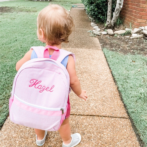 Personalized Baby Backpacks, Monogrammed Toddler Backpacks, Seersucker ...