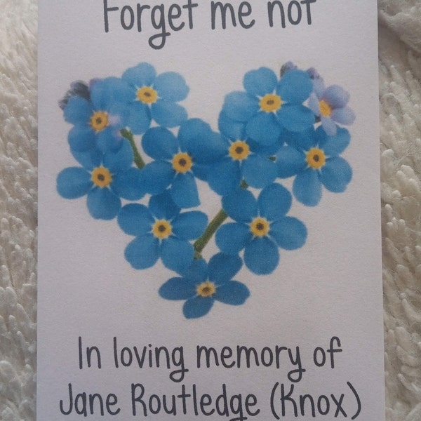 50 Personalised in Loving Memory Funeral Memorial Remembrance Forget Me ...