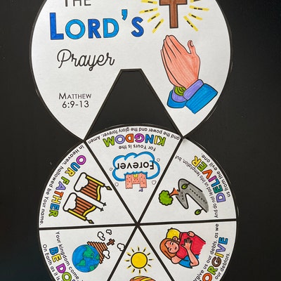 The Lord's Prayer Coloring Wheel, Printable Bible Activity, Watercolor ...