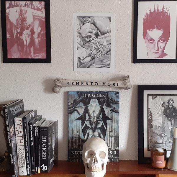 Memento Mori Natural Engraved Femur Bone - Gothic Gallery Wall - Gothic ...