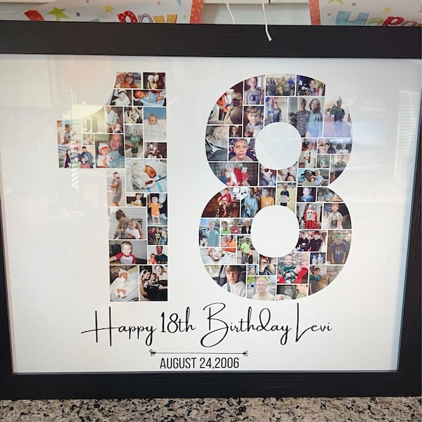 19th Birthday Photo Collage Template, Number 19 Collage, 19th Collage ...