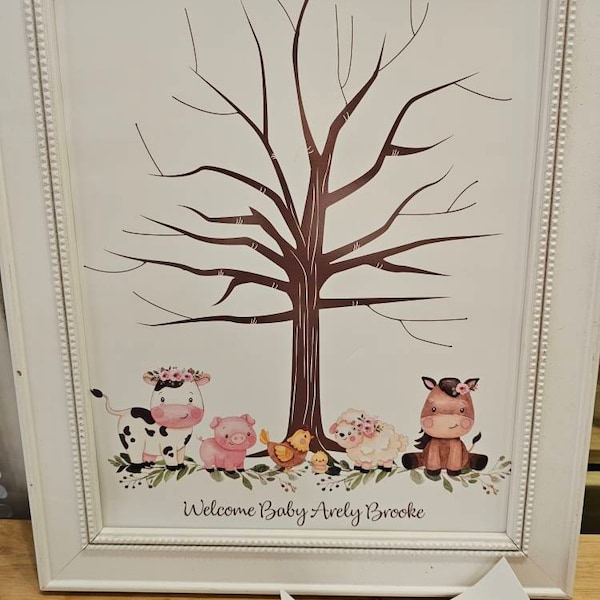 Baby Farm Shower Thumbprint Sign, Farm Baby Shower Guest Book, Farm ...