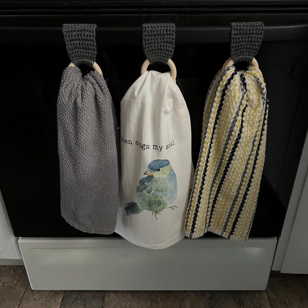 Kitchen Towel Holder - Tea Towel Holder - Kitchen Decor - Towel Rings ...