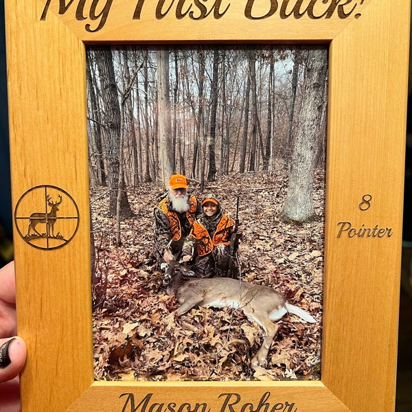 Custom Engraved Buck Hunting Photo Frame | First Buck Keepsake - Etsy