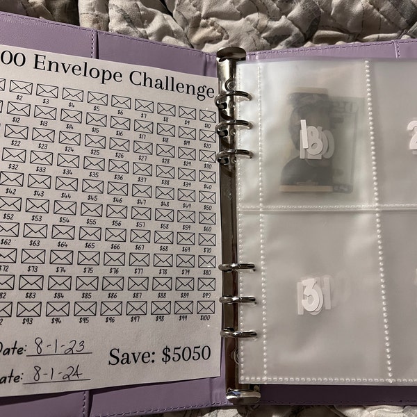Printable 100 Envelope Challenge Savings Tracker 5,050 Dollars Savings ...