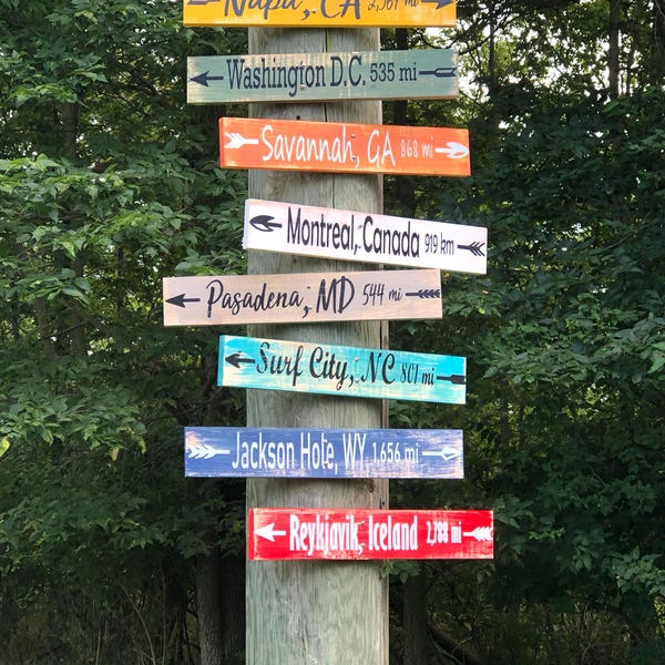 Personalized Hanging Rustic Wood Signs, Directional Arrow Signs ...