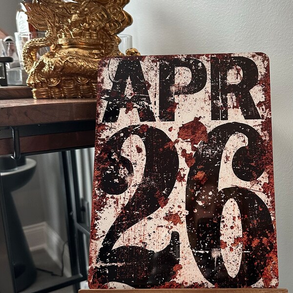 Custom Numbers Anniversary Date Sign Tin Metal Modern Farmhouse Rustic ...