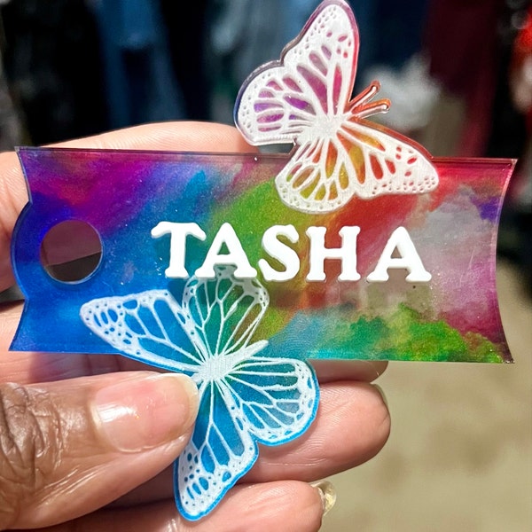 30oz, 40oz or 60oz Stanley Butterfly Name Tag, Personalized Butterfly ...