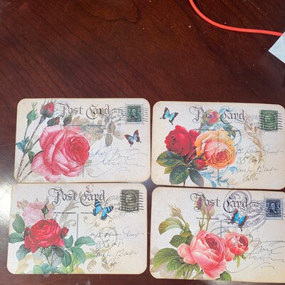 FOUR Vintage Inspired Rose Garden Postcardsplace Cardskeep in ...