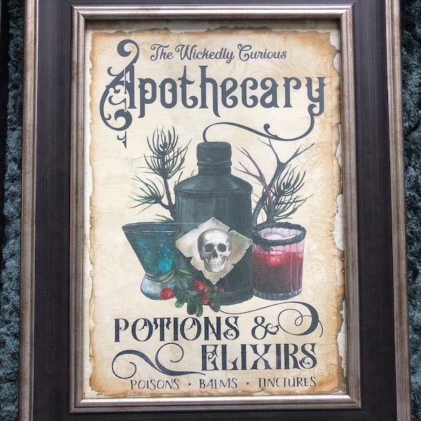 Halloween Apothecary Sign, Vintage Halloween, Potions & Elixirs Print ...