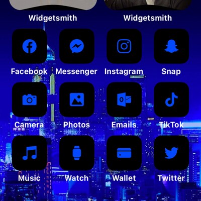 Ios Blue & Black App Icons 230 Blue on Black Minimal Ios 14 Modern Icon ...
