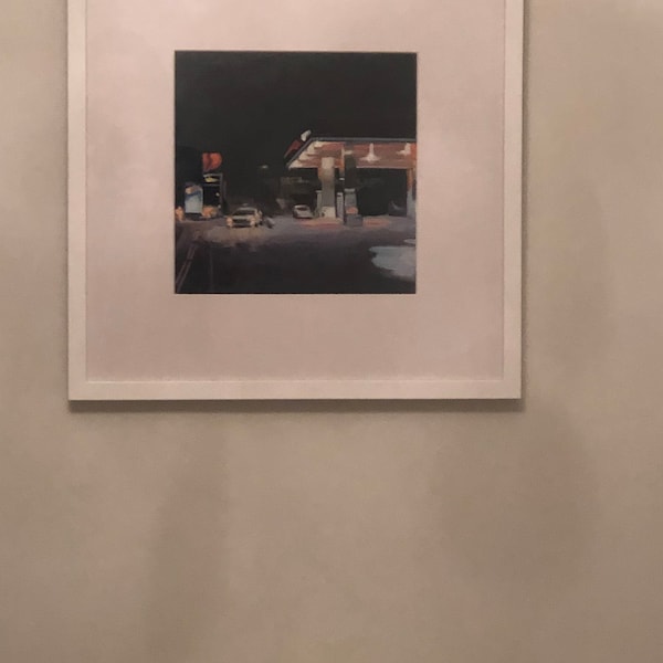 Vintage Purple Gas Station at Night Art Print | Original Art of Petrol ...