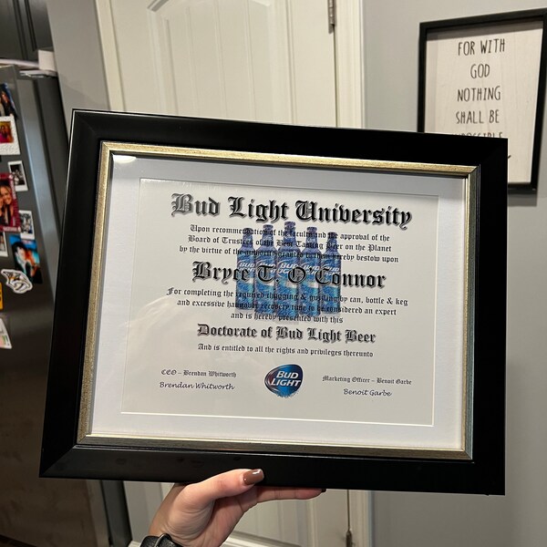 Bud Light Fan Certificate Man Cave Diploma - Etsy