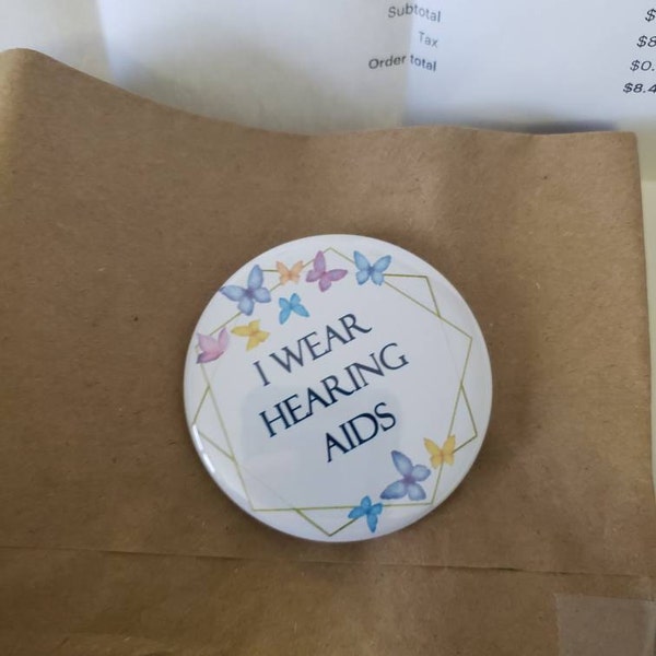 Hearing Loss Pin, I Wear Hearing Aids Button, Hearing Aids Pins, Hard ...