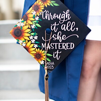 She Mastered It Grad Cap Topper Graduation Gift Tassel Custom Grad ...