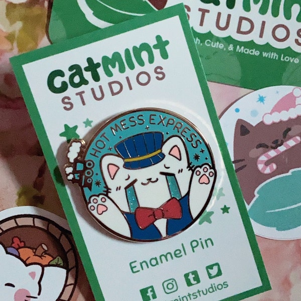 Hot Mess Express Hard Enamel Pin | Crying Cat Lapel Pin | Cute Funny ...