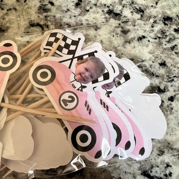 Red Racing Toppers | Cupcake Toppers | Photo Head | Fast One | Birthday ...