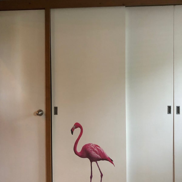 Pink Flamingo Decal, Fabric Repositionable Tropical Flamingo Wall ...