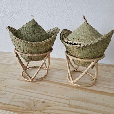 Lao/thai Mini Bamboo Rice Baskets. Perfect for Serving Single Servings ...