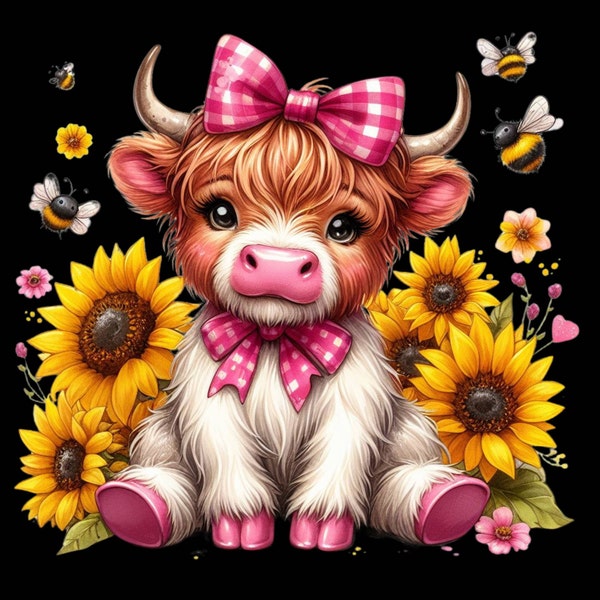 Highland Cow Clip Art, Cute Cows Clip Art, Commercial Use Clip Art ...