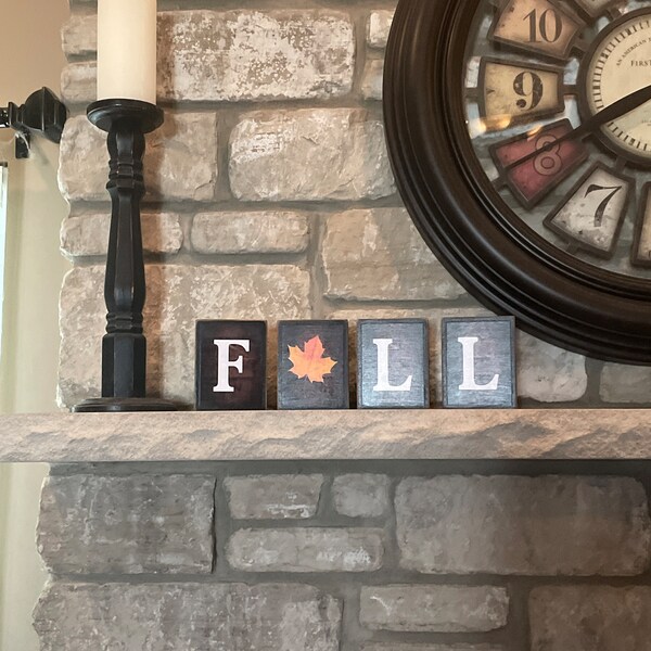 Wood Fall Blocks, Wood Fall Decor, Halloween Decor, Fall Leaf Blocks ...