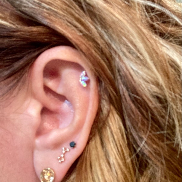 Genuine OPAL Crown Piercing (single) Triple Marquise Opal Piercing, 925 ...