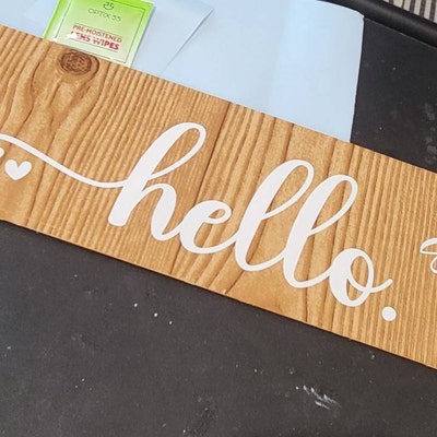 Cursive Hello Heart Vinyl Decal Hello Vinyl Sticker Hello Door Decal ...