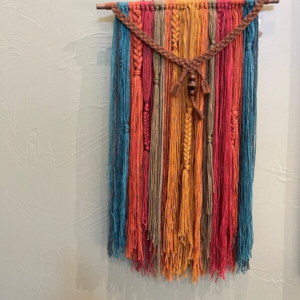 Macrame Colorful Wall Decor, Yarn and Macrame Wall Hanging Bohemian ...