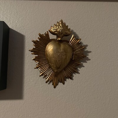 Sacred Heart, Milagro Heart, Antique Gold Heart Box, Catholic Heart ...