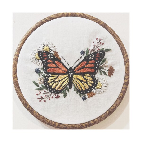 Monarch Embroidery Pattern, Hand Embroidery, Botanical Embroidery ...