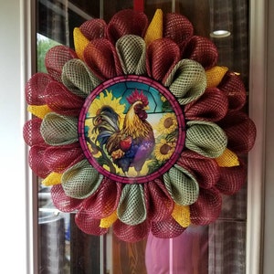 10 Stained Glass Look Rooster Sign, Metal Wreath Sign, Home Decor - Etsy