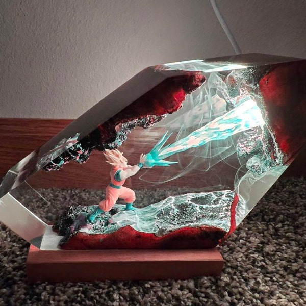 Shark Vs Kraken Fight Diorama Megalodon Hunting Ocean Theme Epoxy Lamp ...