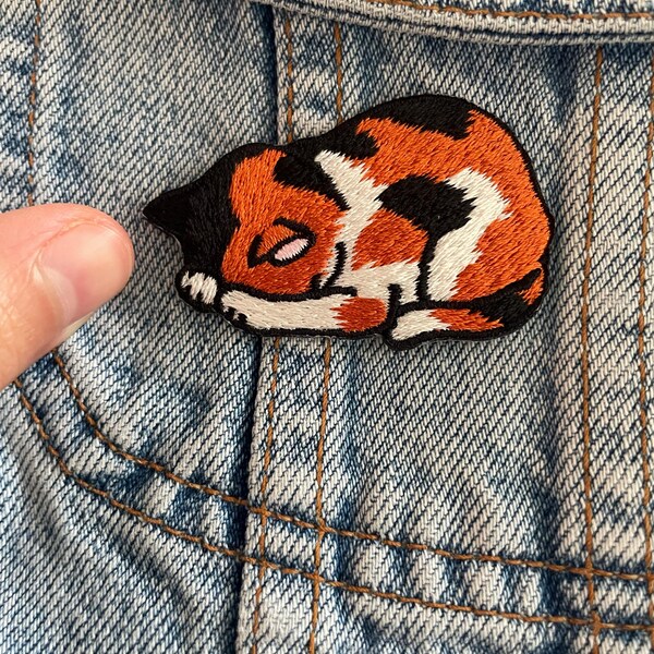 Sleeping Cat Patch, Choices of 6 Design, Embroidered Iron on Sewing on ...