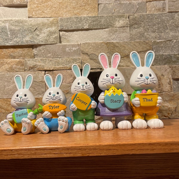 Personalized Easter Décor - Bunny Family Resin Figurines - 10 Styles ...