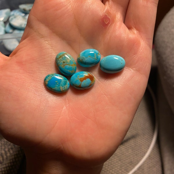 10 Pieces Blue Mohave Turquoise Oval Shape Loose Smooth Polished ...