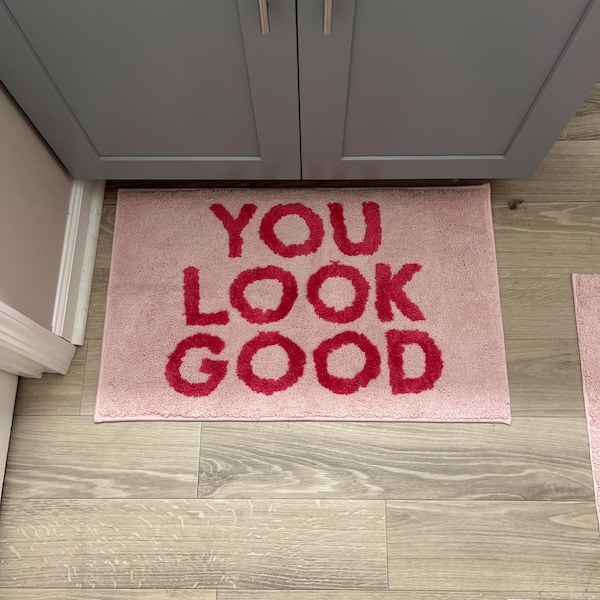 Sweet Cheeks Bath Mat Hot Pink Blush Cute Bathroom Rugs Girls Hello ...