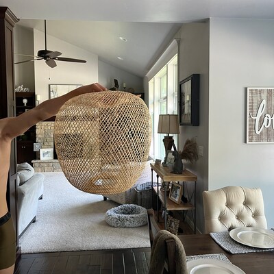 Black Bamboo Pendant Light, Fish Trap Lamp, Hive Basket Pendant Lamp ...