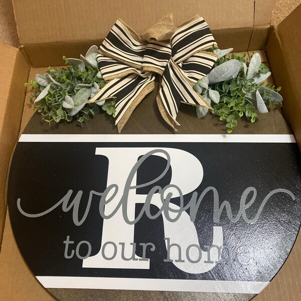 Front Door Decor Welcome to Our Home Year Round Wreath Front Door ...