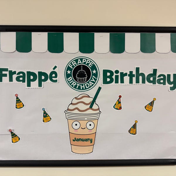 Birthday Display Bulletin Board Classroom Decor Kit, Frappé Birthday ...