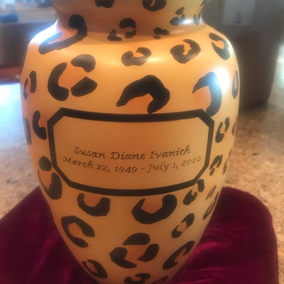 Leopard Print Cremation Urn, Cheetah Print Cremation Urn, Hand Painted ...