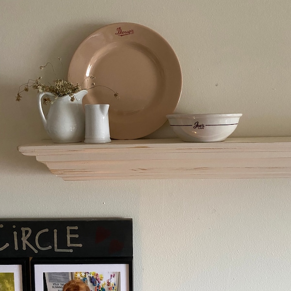 Lightly Distressed Floating Shelf - French Country Shelf - Crown ...